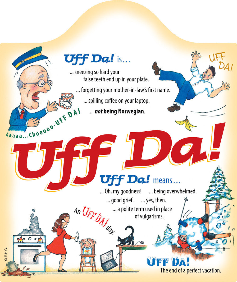 Ceramic Cheeseboard w/ Cork Backing: Uff Da